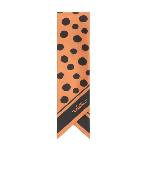 Valentino Garavani Dalmatian Polka Dot Silk Bandeau Scarf - Orange