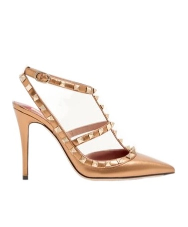 Valentino Garavani Rockstud Pointed Toe Pumps - Gold