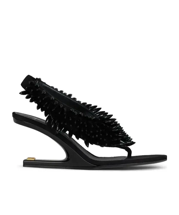 Balmain Embellished Wedge Sandals - Black