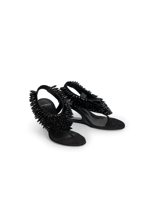 Balmain Embellished Wedge Sandals - Black