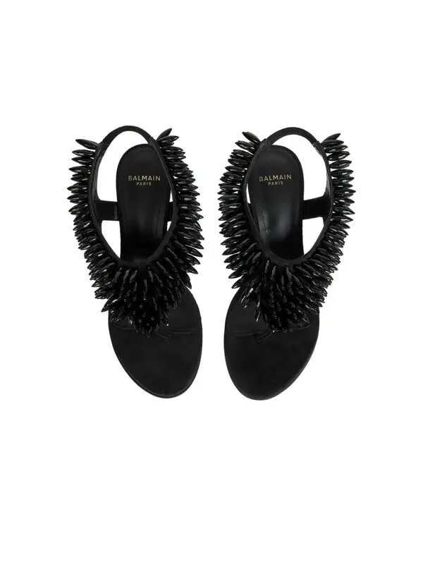 Balmain Embellished Wedge Sandals - Black