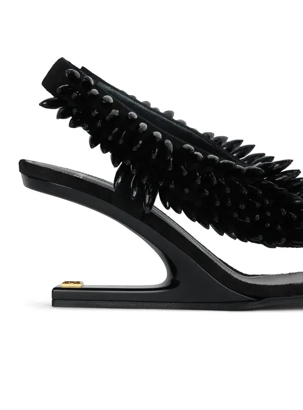 Balmain Embellished Wedge Sandals - Black