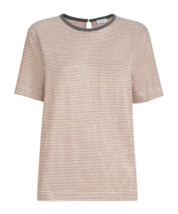 Brunello Cucinelli Striped Crewneck T-shirt - Pink