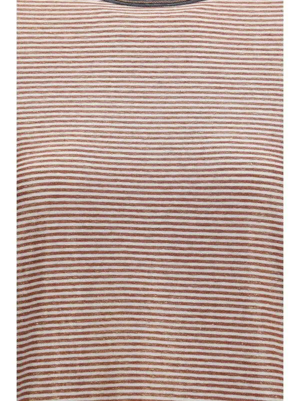 Brunello Cucinelli Striped Crewneck T-shirt - Pink