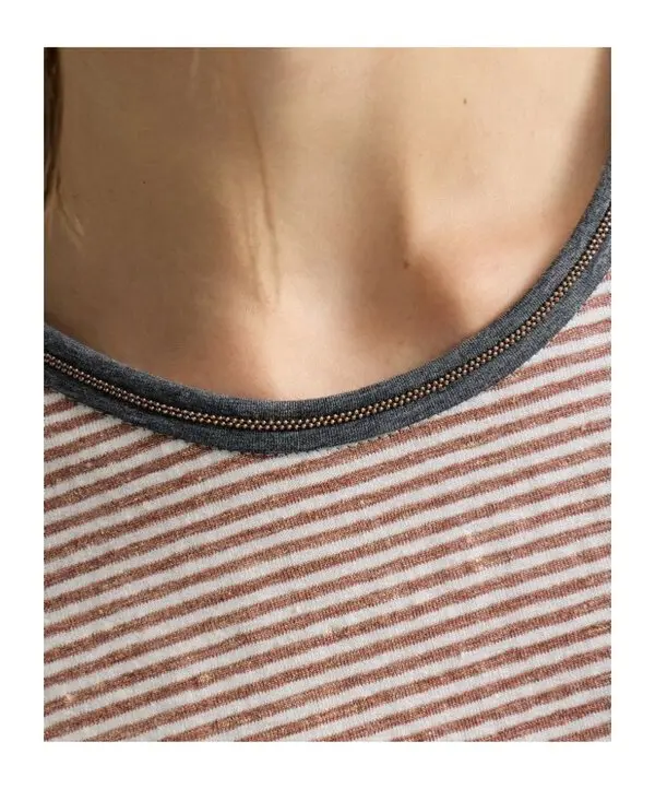 Brunello Cucinelli Striped Crewneck T-shirt - Pink