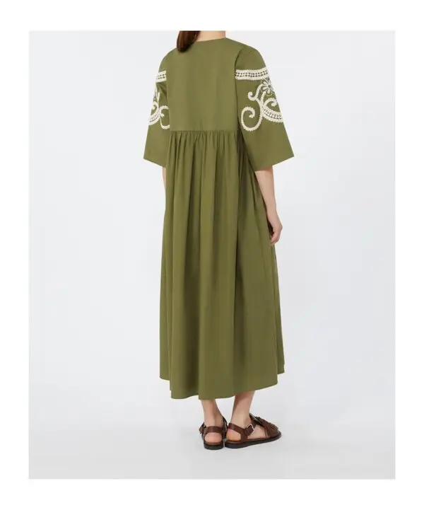 Max Mara Embroidered Maxi Dress - Khaki