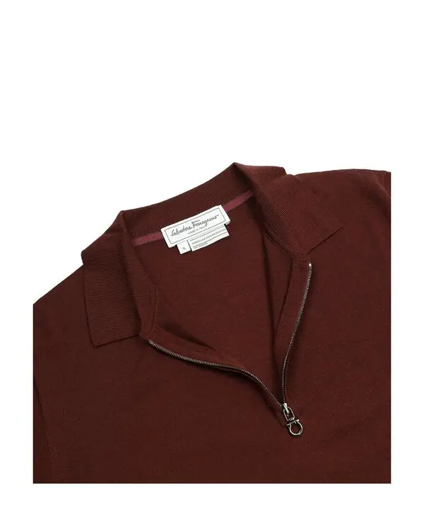 FERRAGAMO Lapel Sweater With Semi-zipper Detail - Brown
