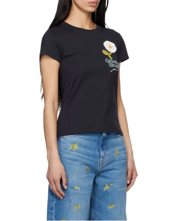 GANNI Crochet Flower Baby Fit T-shirt - Black