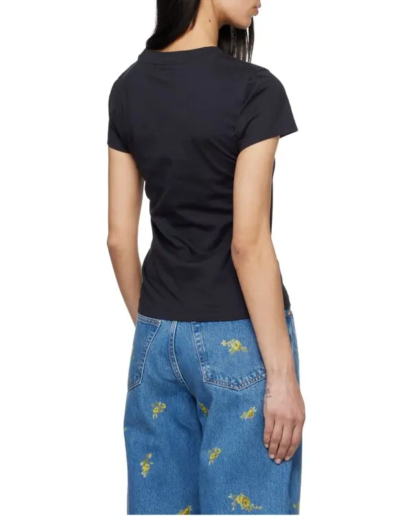 GANNI Crochet Flower Baby Fit T-shirt - Black