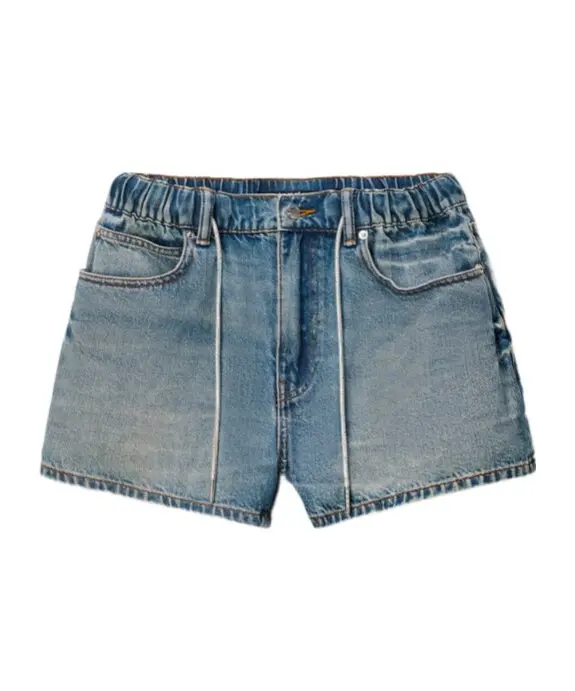 Alexander Wang Marathon Crystal-drawcord Denim Shorts - Light Indigo