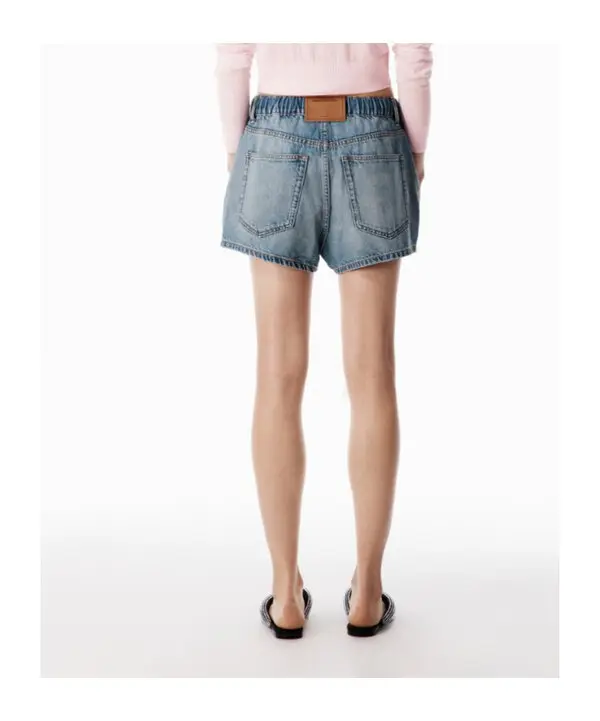 Alexander Wang Marathon Crystal-drawcord Denim Shorts - Light Indigo