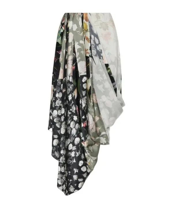 MAISON MARGIELA Floral Draped Midi Skirt - Gray