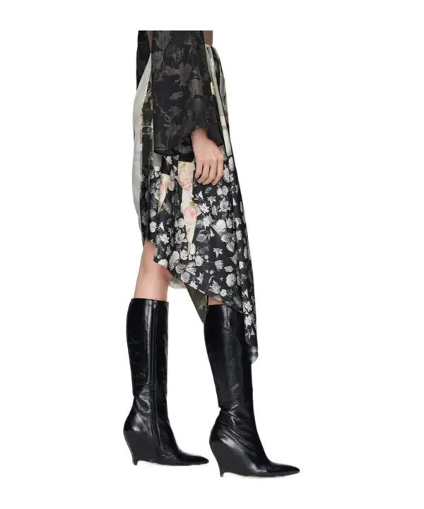 MAISON MARGIELA Floral Draped Midi Skirt - Gray