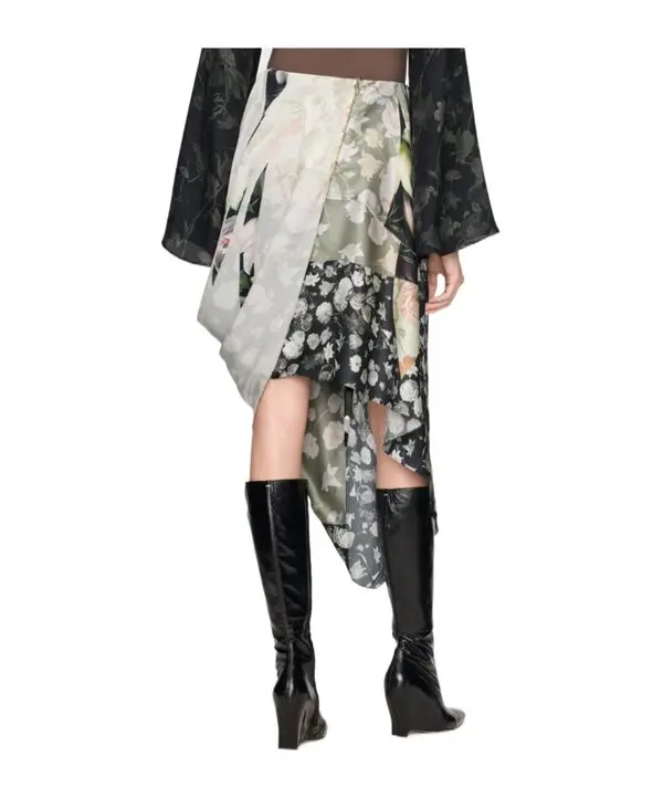 MAISON MARGIELA Floral Draped Midi Skirt - Gray