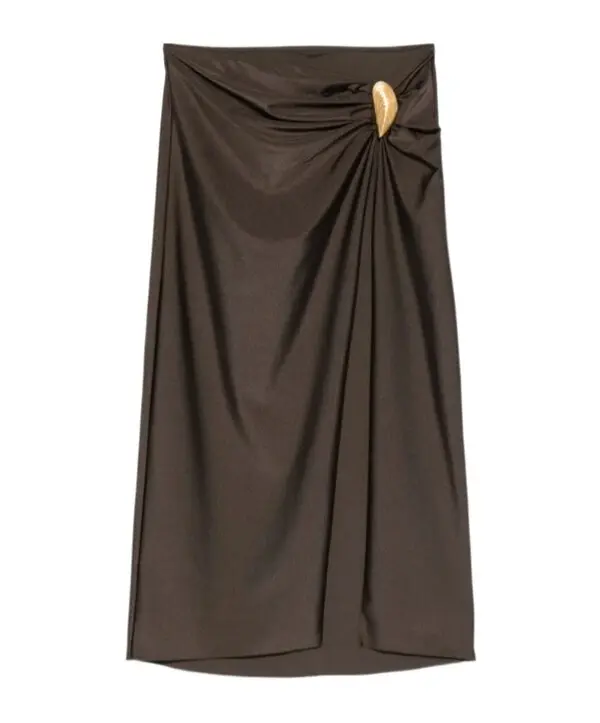 Simkhai Gathered Embellished Midi Skirt