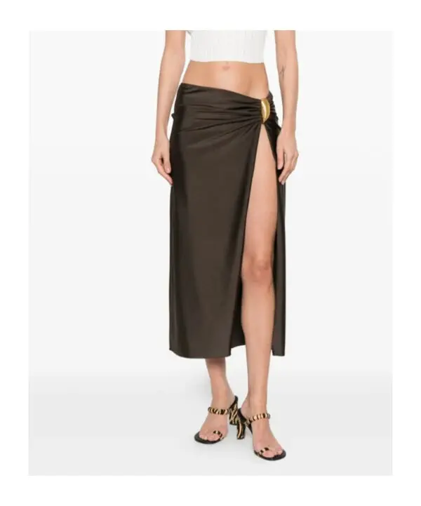 Simkhai Gathered Embellished Midi Skirt