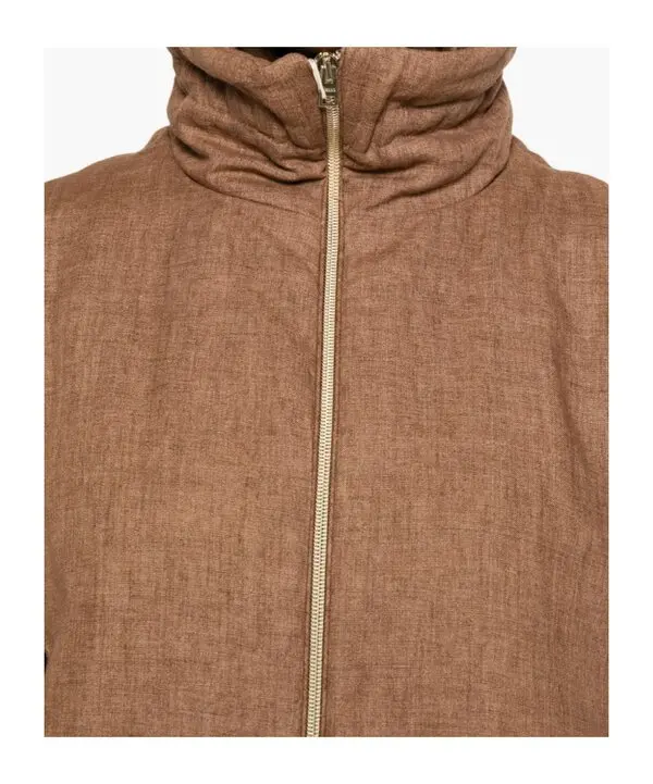 Herno Funnel Neck Zip Gilet - Brown