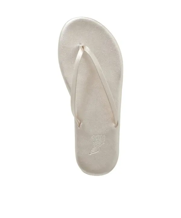 ANCIENT GREEK SANDALS Metallic Leather Flip Flops With Platform - Nude