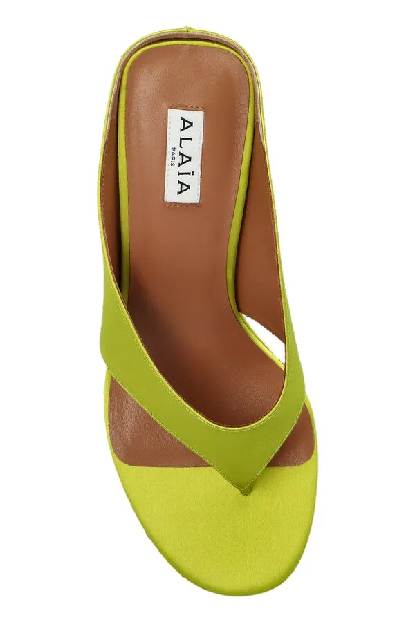 Alaïa Cube Thong Wedge Mules - Green