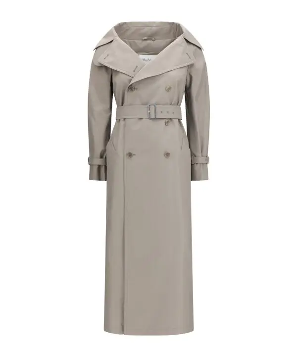 Max Mara Buckled Collared Trench Coat - Medium Grey