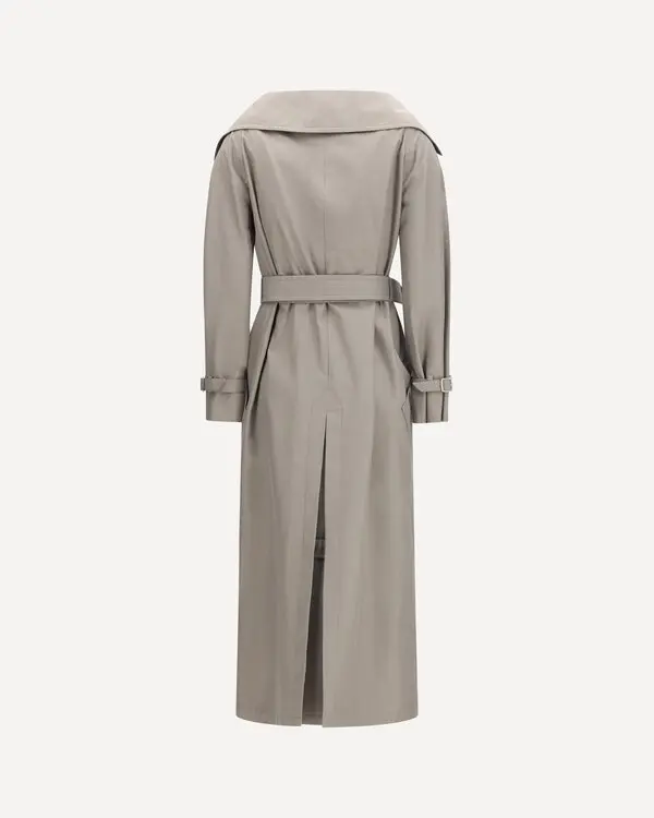 Max Mara Buckled Collared Trench Coat - Medium Grey
