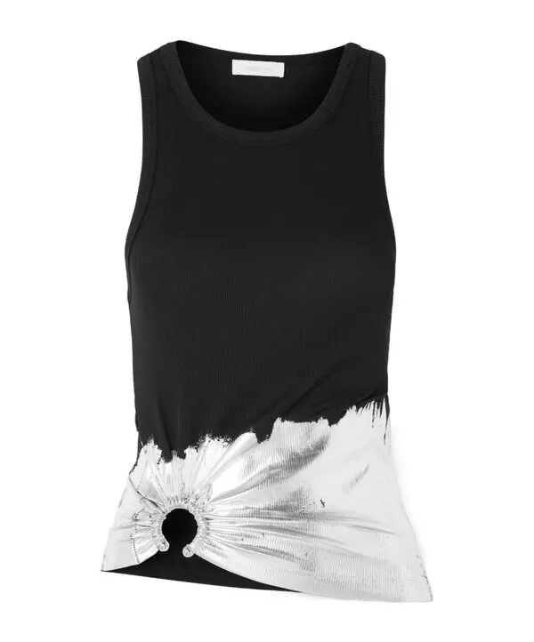 Rabanne Metallic Printed Sleeveless Top - Black