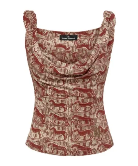 VIVIENNE WESTWOOD Printed Cowl Neck Top - Red Rocking Horses