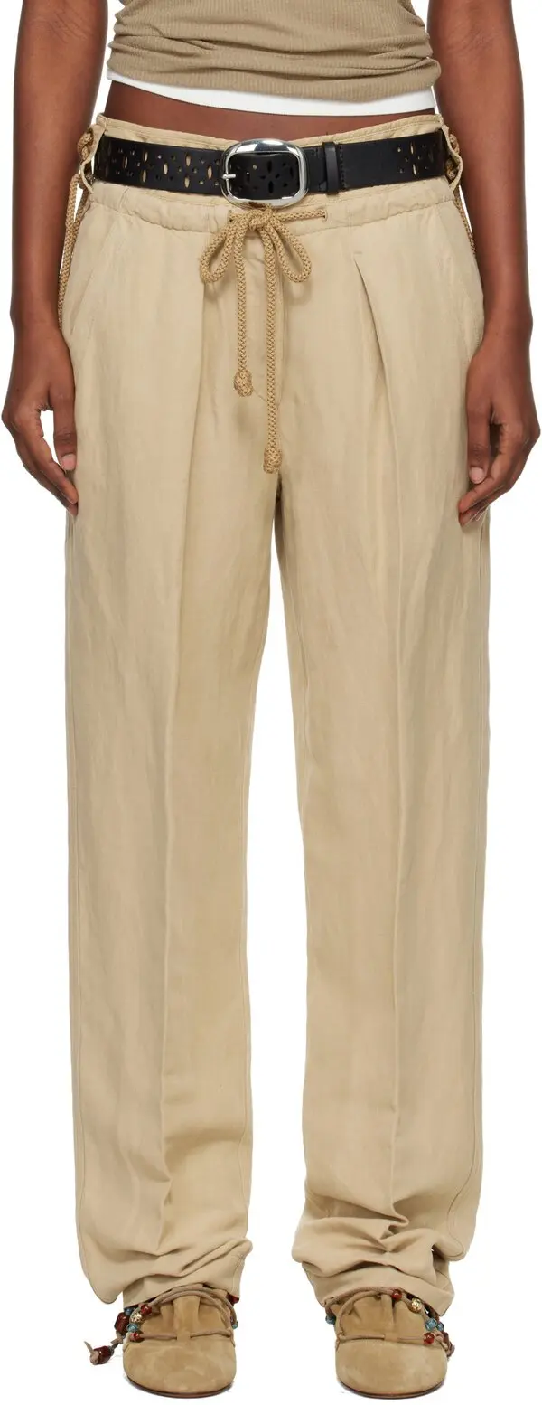 Isabel Marant Étoile Pleated Linen And Silk-blend Straight-leg Pants