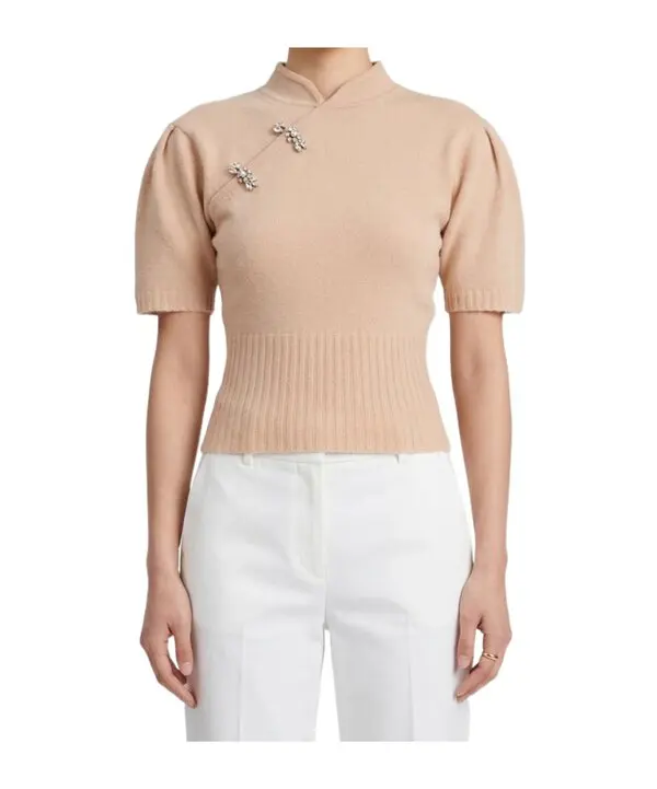 Simone Rocha Embellished Short Sleeve Jumper - Pink