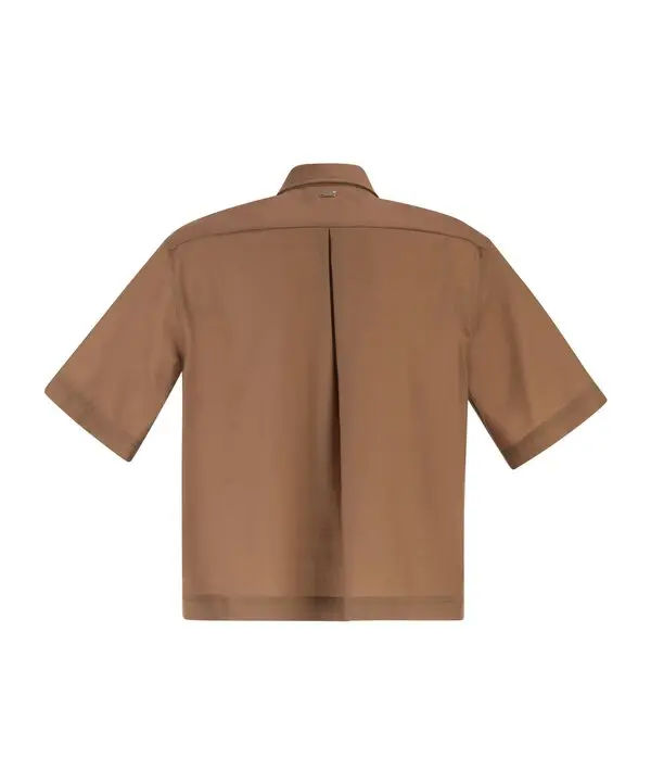 Herno Classic Collar Short Sleeve Shirt With Logo Plaque