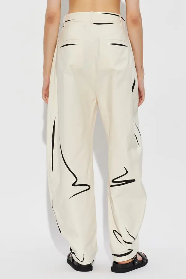 Moschino High Rise Sketch-print Pants - Off White