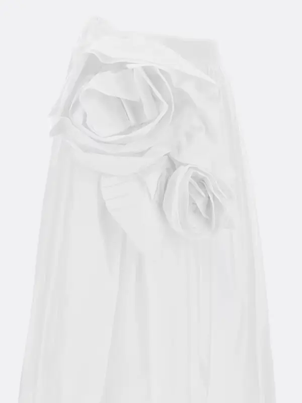 Simone Rocha Floral Embellished Pleated Midi Skirt