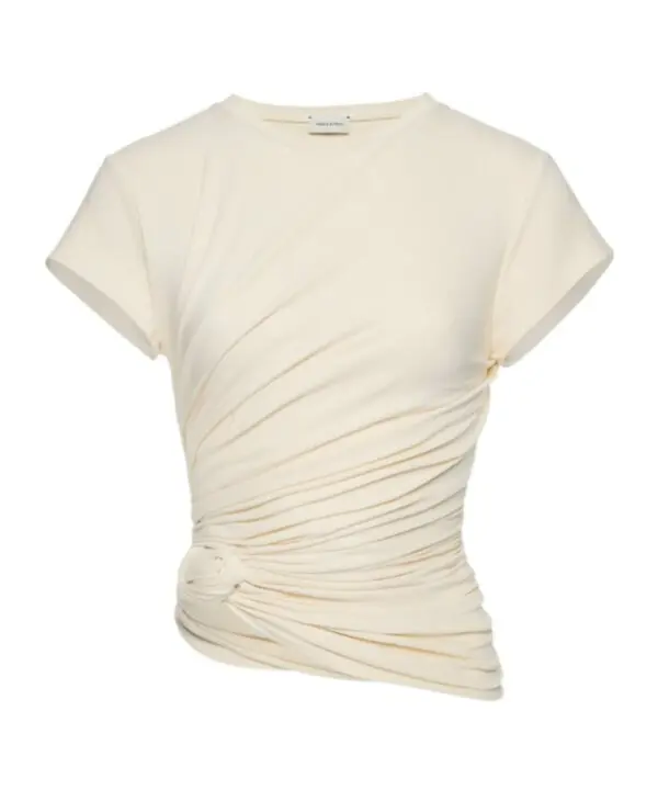 Magda Butrym Side Knot Draped T-shirt - Cream