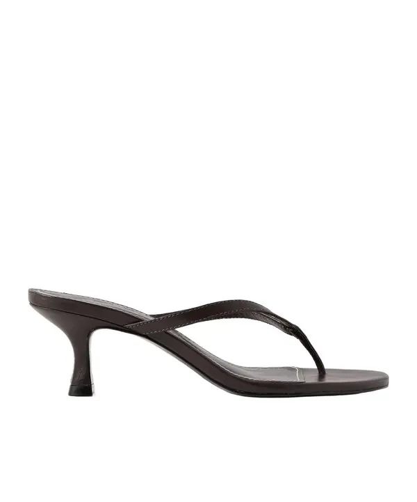 Staud Leather Thong Sandals With Kitten Heel - Black