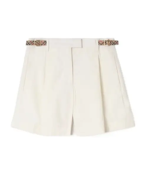 Burberry Pleated Belted Shorts - Sea Shell White