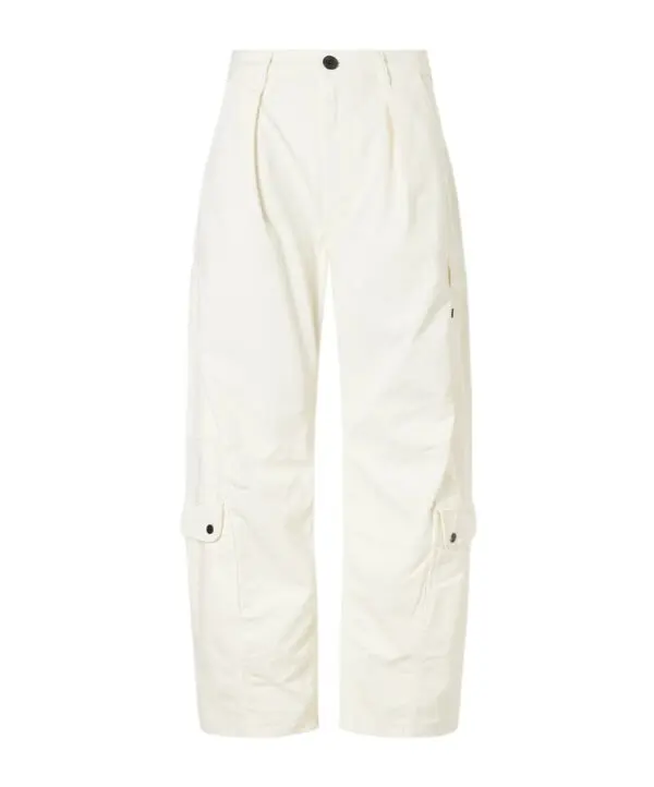 Citizens Of Humanity Flight Pleated Organic Cotton-blend Twill Barrel-leg Pants - Plaster