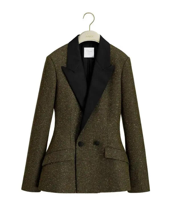 Dior Fitted Embellished Double-breasted Jacket - Khaki