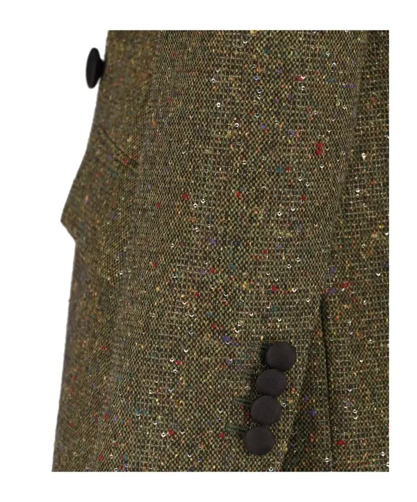 Dior Fitted Embellished Double-breasted Jacket - Khaki