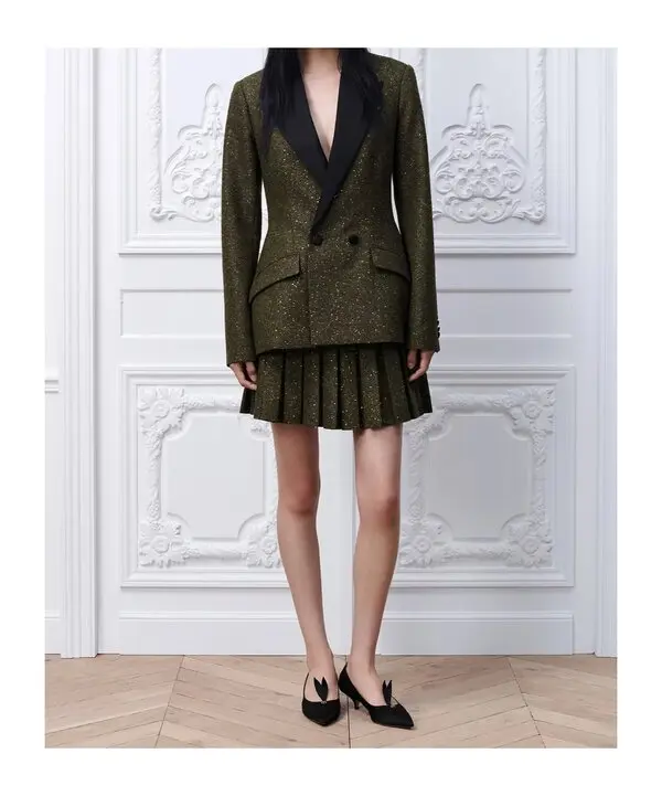 Dior Fitted Embellished Double-breasted Jacket - Khaki