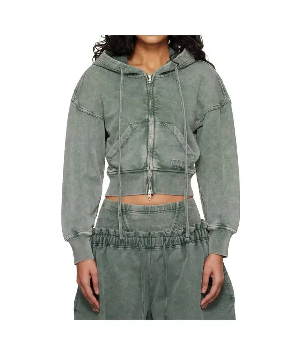 KNWLS Haze Cropped Zip-up Sweatshirt - Sage Green