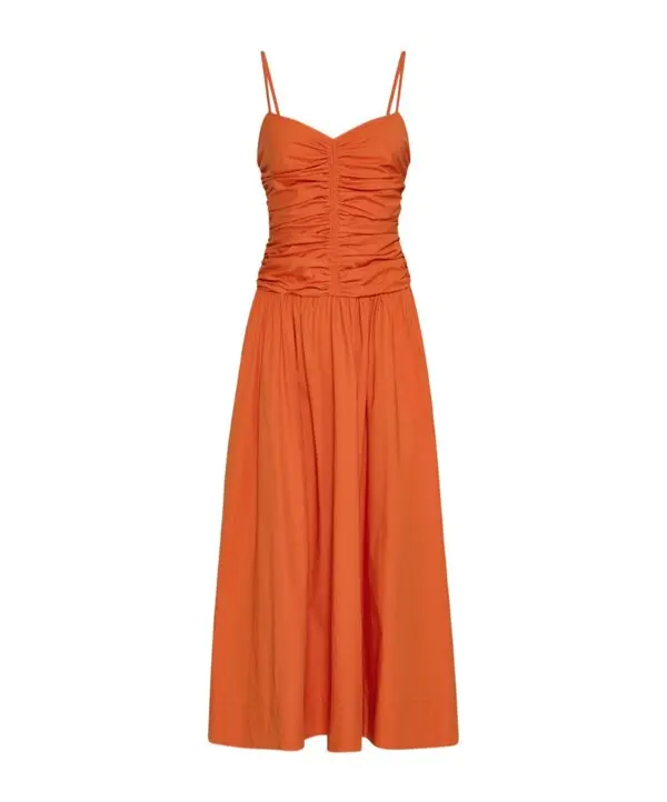 Marella Ruched Midi Dress - Orange