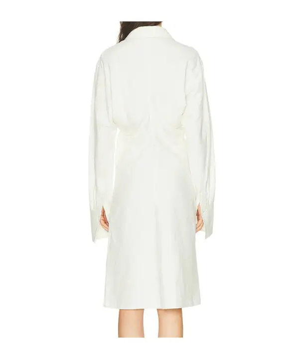 TOTEME Collared Long Sleeve Shirt Dress With Pleated Details