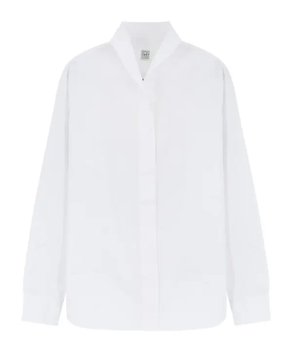 TOTEME High Collar Long Sleeve Shirt - White