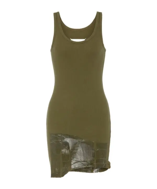 MAISON MARGIELA Ribbed Mini Dress With Paneled Detail - Olive