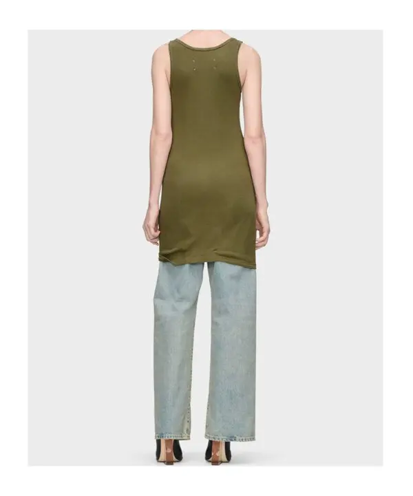 MAISON MARGIELA Ribbed Mini Dress With Paneled Detail - Olive
