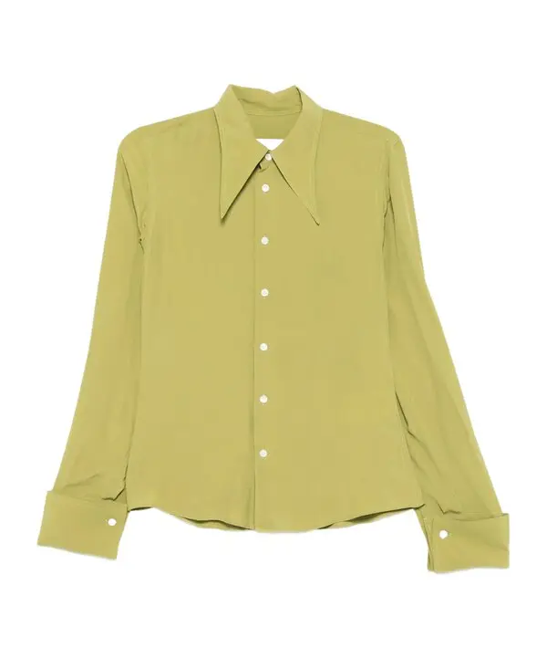 Ami Long Sleeve Shirt With Classic Collar - Green