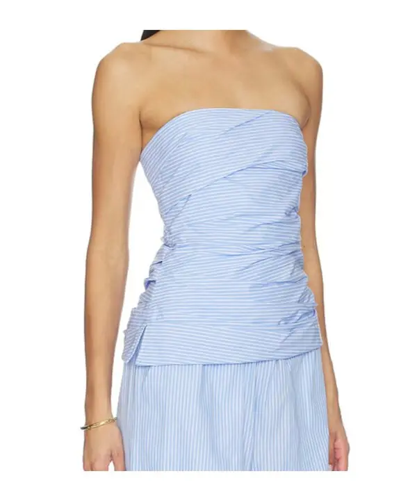 Simkhai Emerson Ruched Strapless Bustier Top