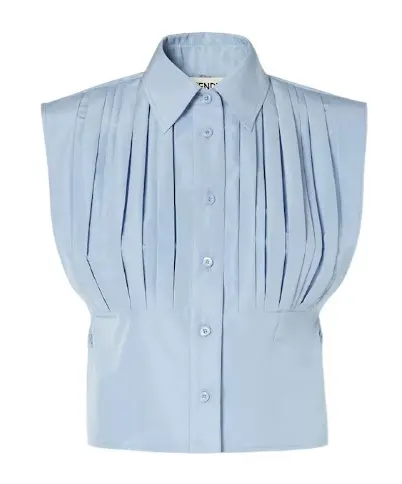 Fendi Sleeveless Pleated Shirt - Light Blue