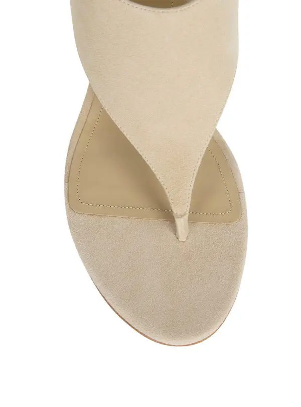 Balmain Suede Wedge Sandals - Beige