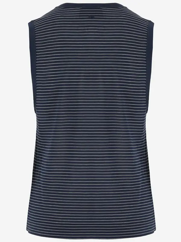 AMI Paris Striped Sleeveless Round Neck Top - Black
